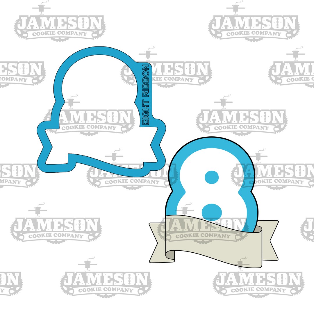 Number 8 With Ribbon Banner Cookie Cutter - Birthday Party Number Eight ...