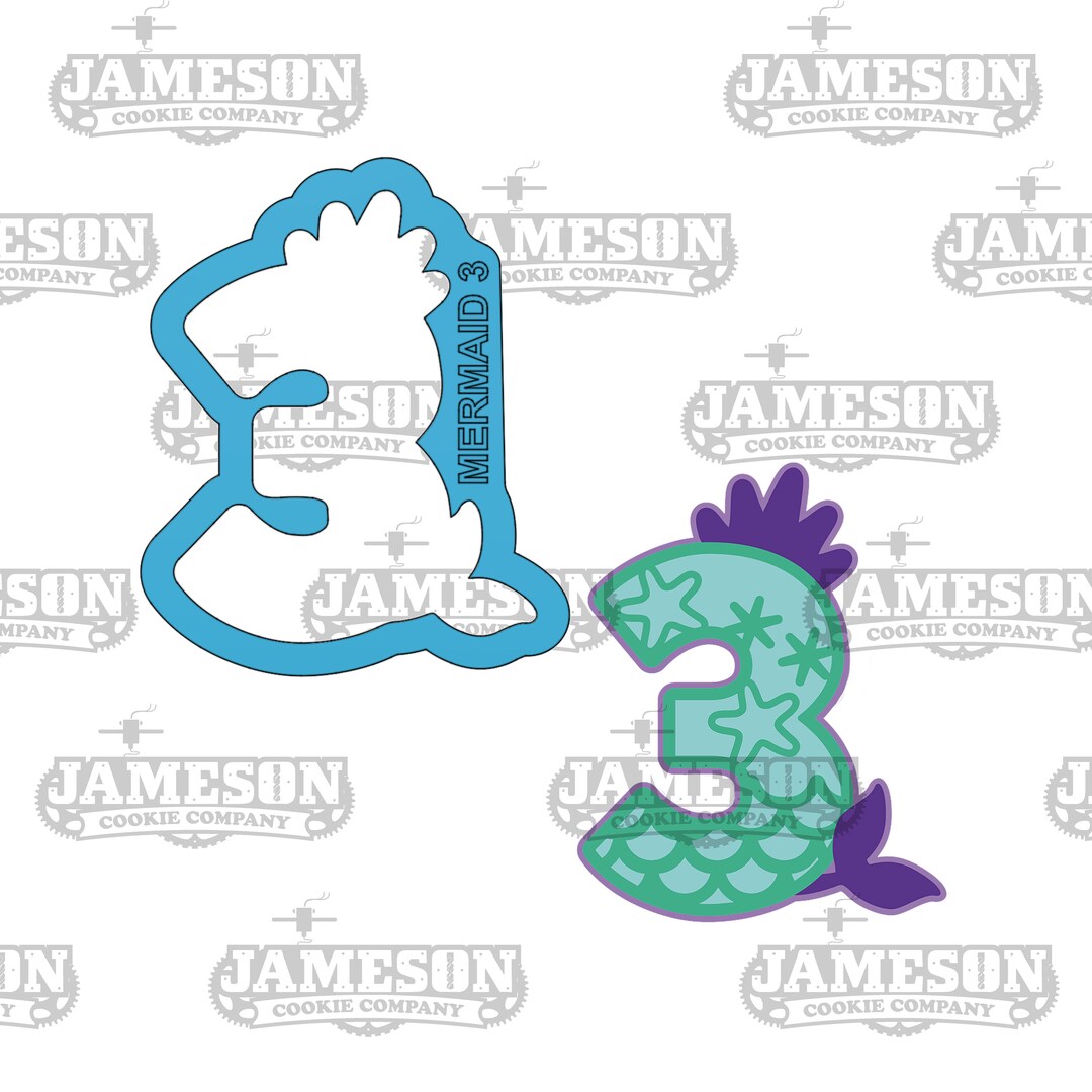 Mermaid Number 3 (three) Cookie Cutter - Birthday Princess Number ...