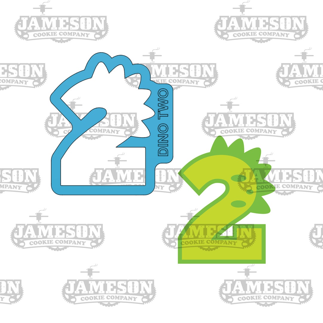 Dinosaur Number 2 (two) Cookie Cutter - Birthday Dino Number Cookie ...