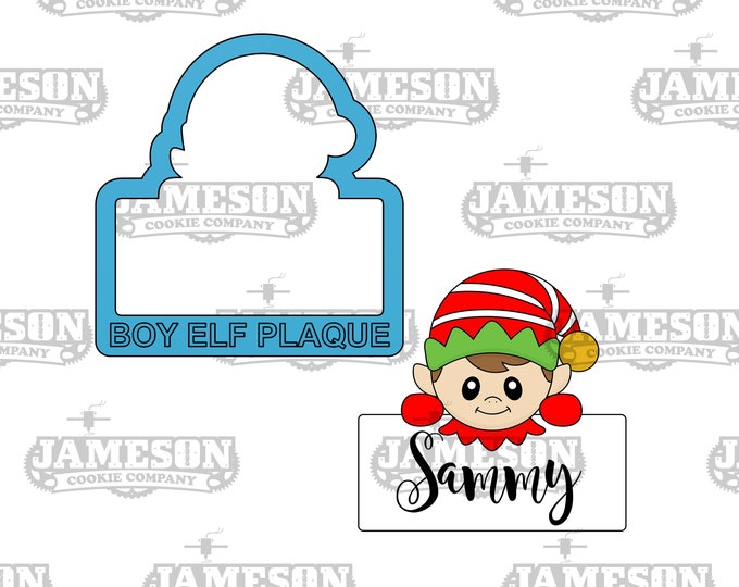 Christmas Boy Elf Plaque Cookie Cutter - Elf Name Plaque Cookie Cutter ...