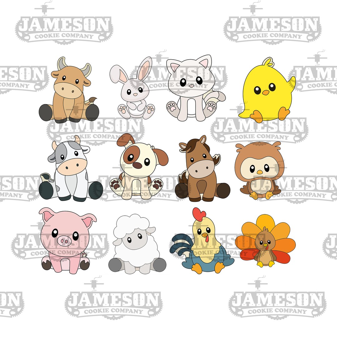 Farm Animal Cookie Cutter Set - Sitting Farm Animals - Etsy
