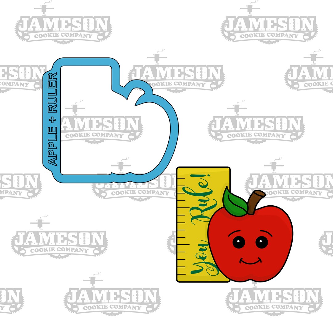 Apple and Ruler Cookie Cutter - Your Rule, Teacher Appreciation, Back ...