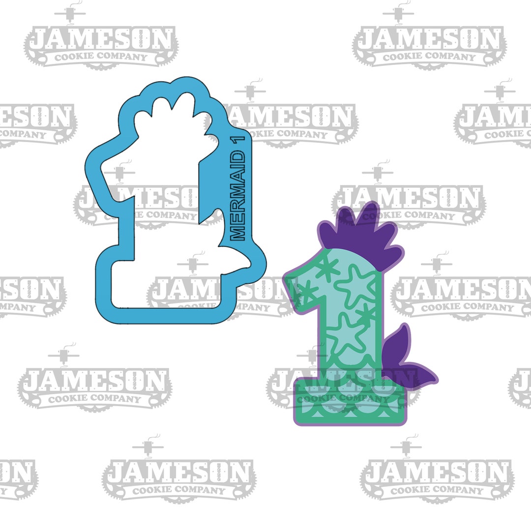 Mermaid Number 1 (one) Cookie Cutter - Birthday Princess Number Cookie ...