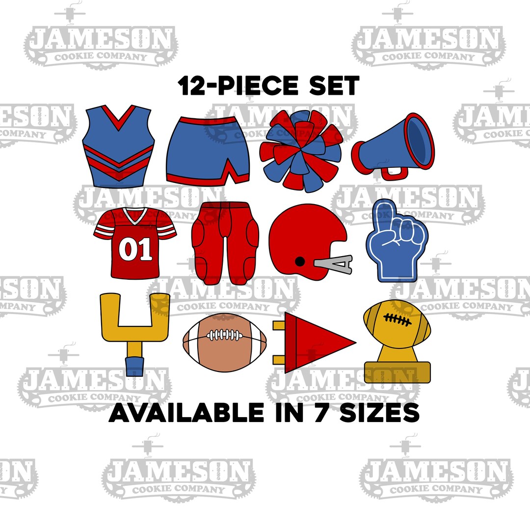 12 Piece Football Cheerleader Cookie Cutter Set - Cheer Skirt, Top, Pom ...