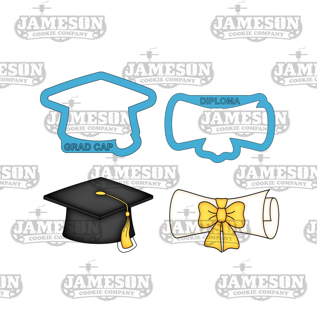 Graduation Cap and Diploma #2 Cookie Cutter Set - Grad, Congratulations ...
