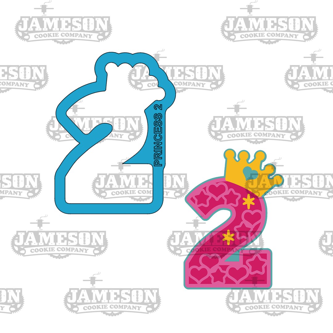 Princess Crown Number 2 (two) Cookie Cutter - Birthday Number Cookie ...