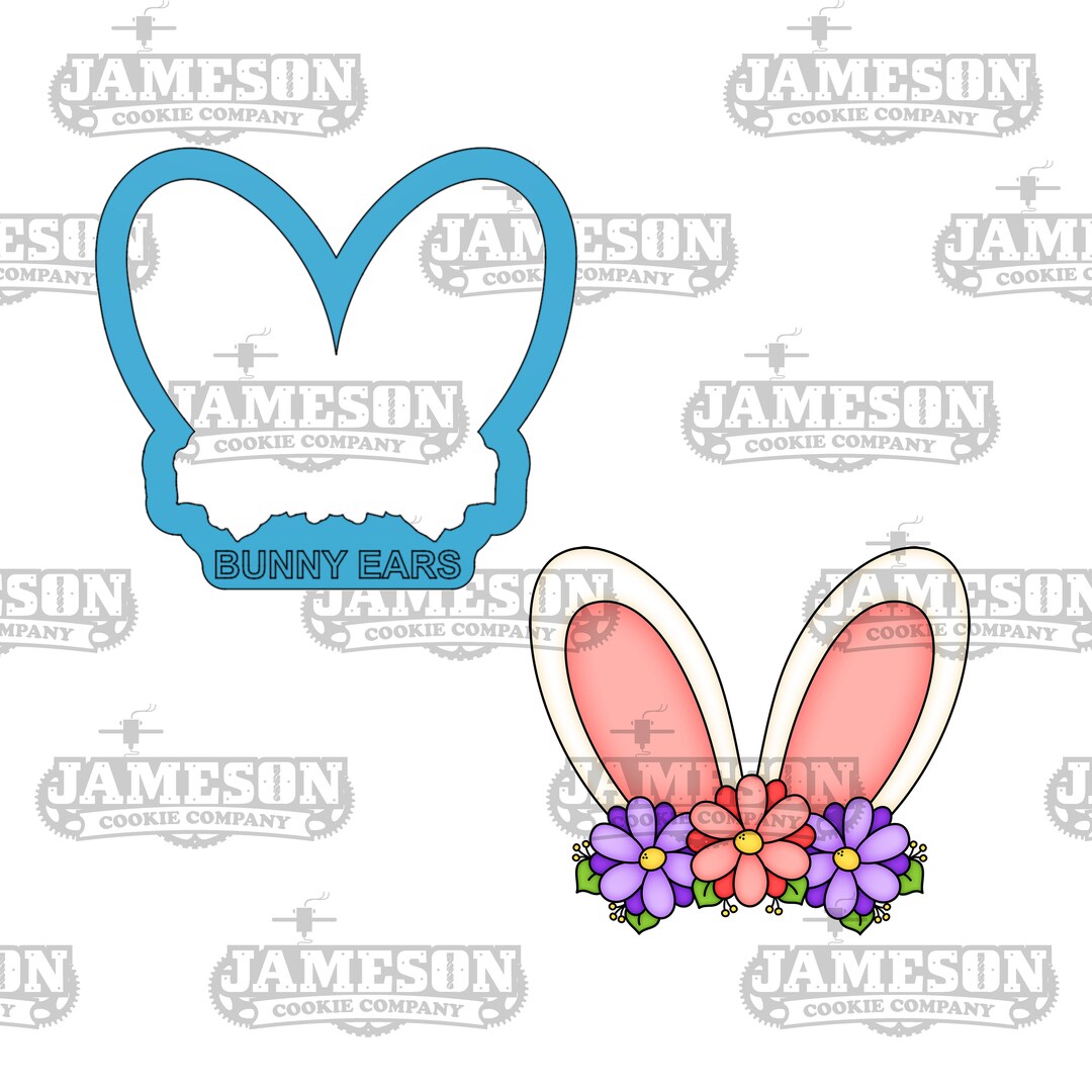 Floral Easter Bunny Ears Cookie Cutter - Easter, Garden, Spring Theme ...