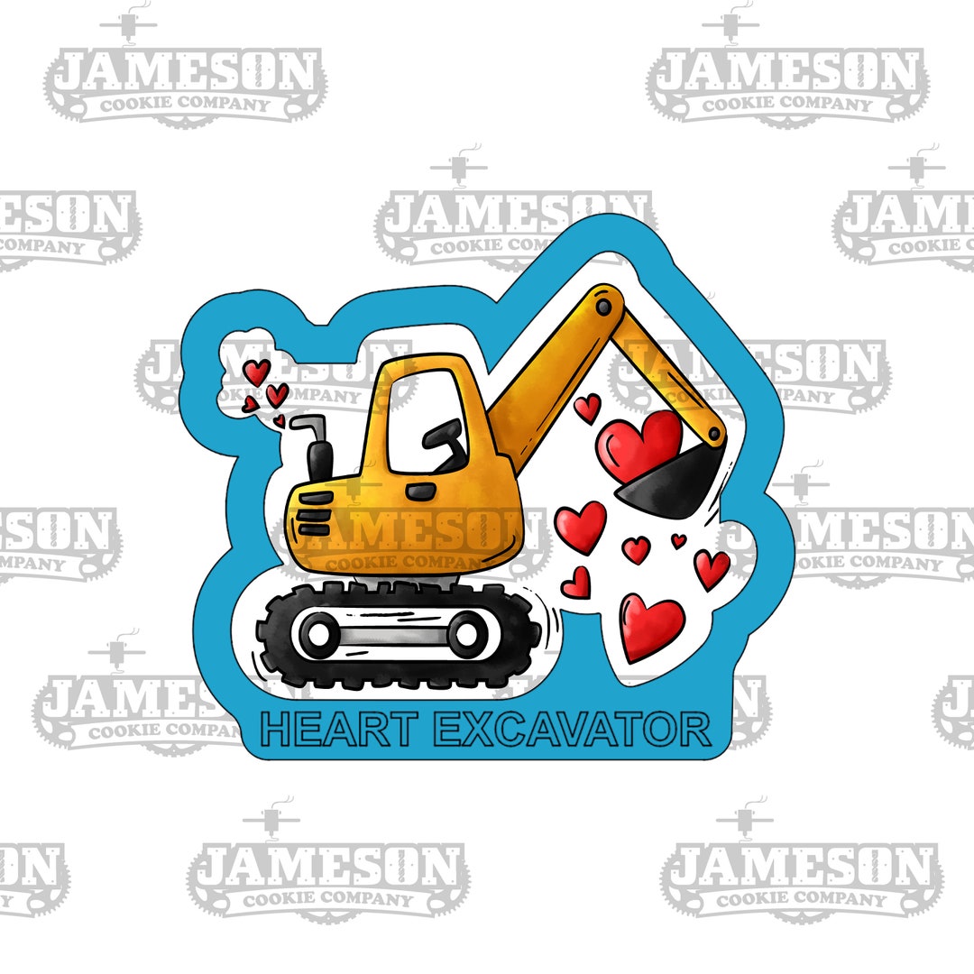 Love Excavator Cookie Cutter - Valentine's Day Heart Construction, I ...