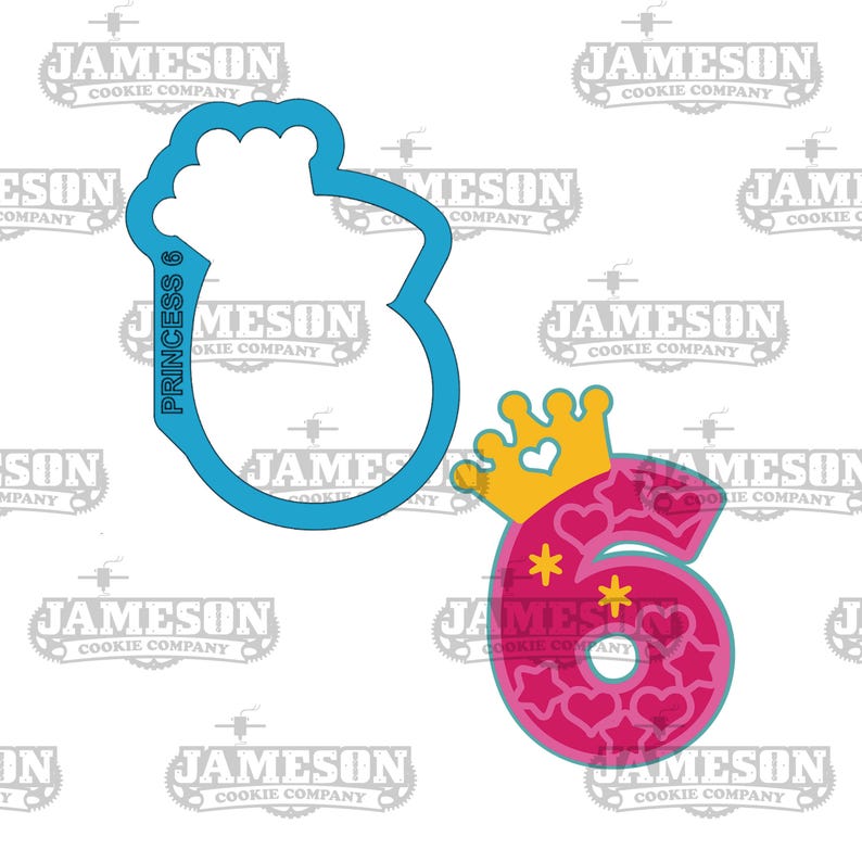 Princess Crown Number 6 (six) Cookie Cutter - Birthday Number Cookie ...