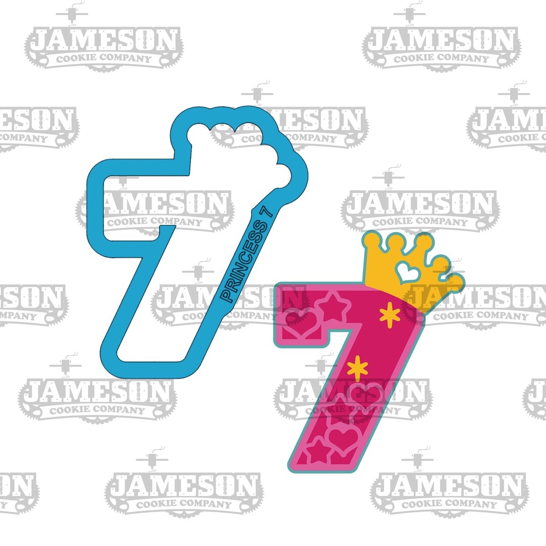 Princess Crown Number 7 (seven) Cookie Cutter - Birthday Number Cookie ...