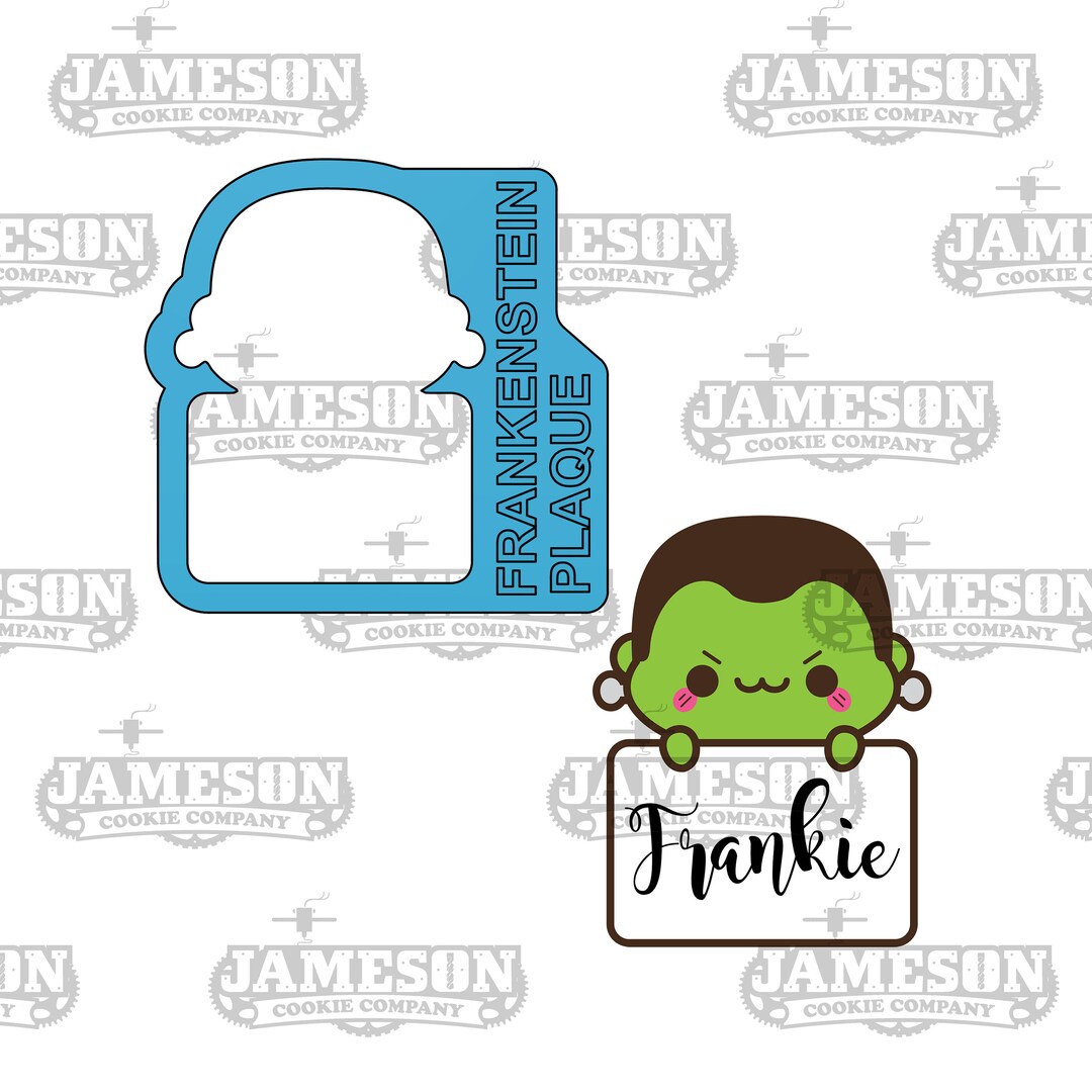 Frankenstein Holding Plaque Cookie Cutter - Halloween Frankenstein Sign ...