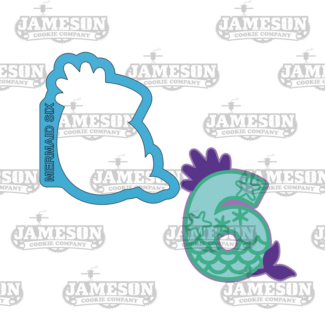 Mermaid Number 6 (six) Cookie Cutter - Birthday Princess Number Cookie ...