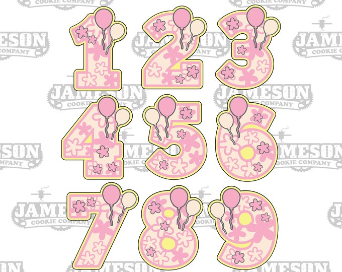 Numbers W/balloons 1-10 Cookie Cutters - Etsy