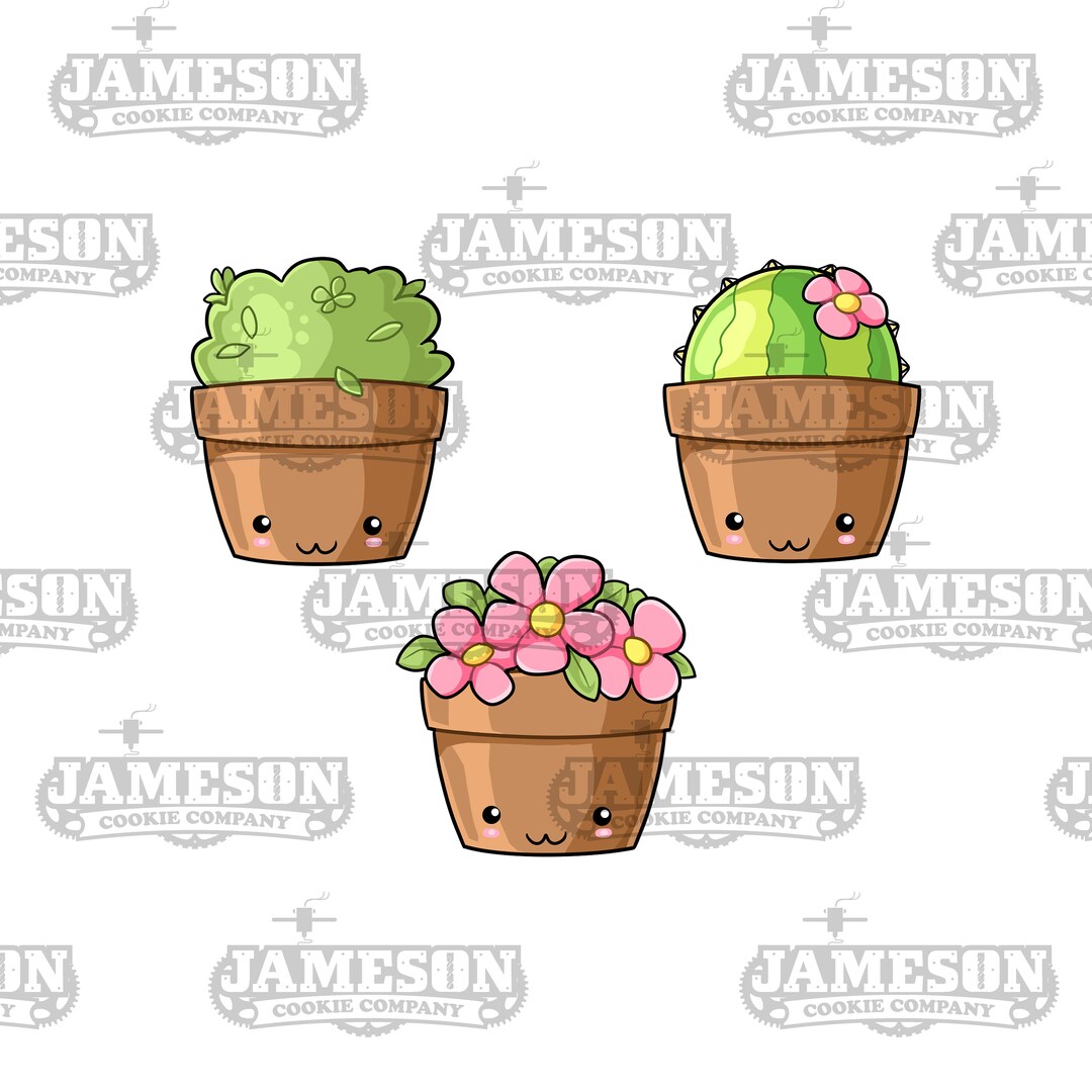 Potted Plant 3 Piece Cookie Cutter Set - Bush, Cactus, Flowers - Garden ...