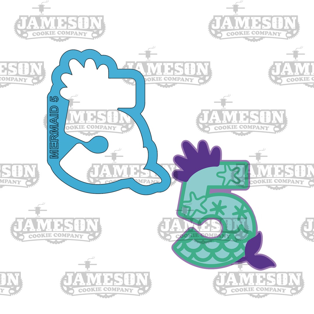 Mermaid Number 5 (five) Cookie Cutter - Birthday Princess Number Cookie ...