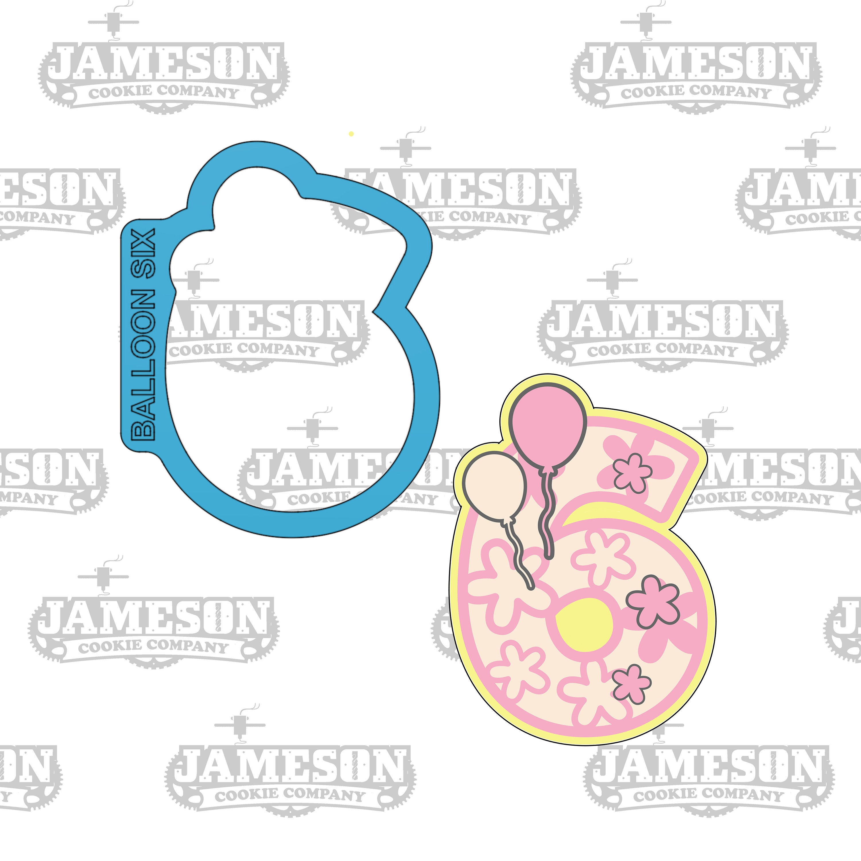 Number 6 With Balloons Cookie Cutter - Birthday Party Number Six Cookie ...