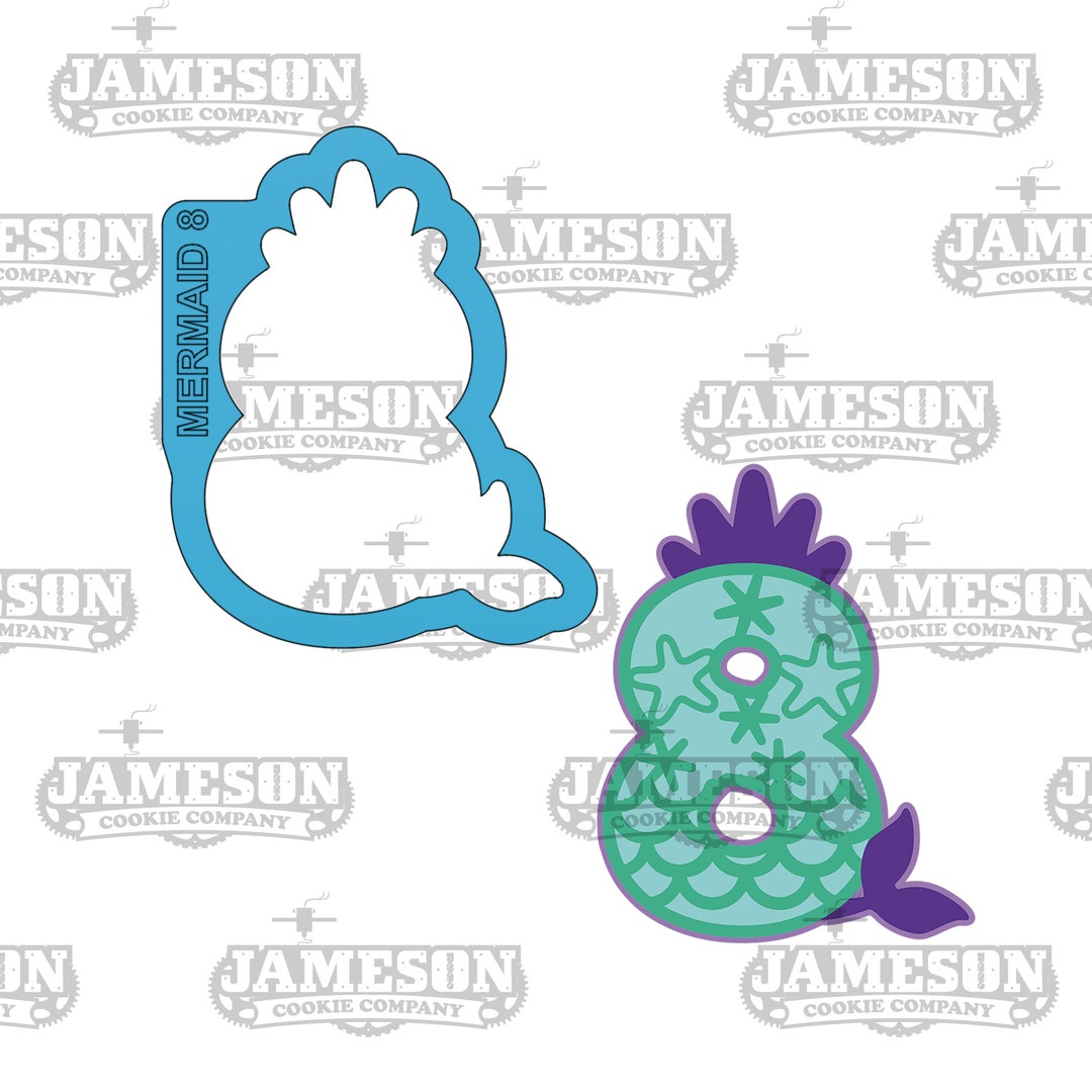Mermaid Number 8 (eight) Cookie Cutter - Birthday Princess Number ...