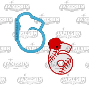 Baseball Number 6 (six) Cookie Cutter - Birthday Sports Number Cookie ...