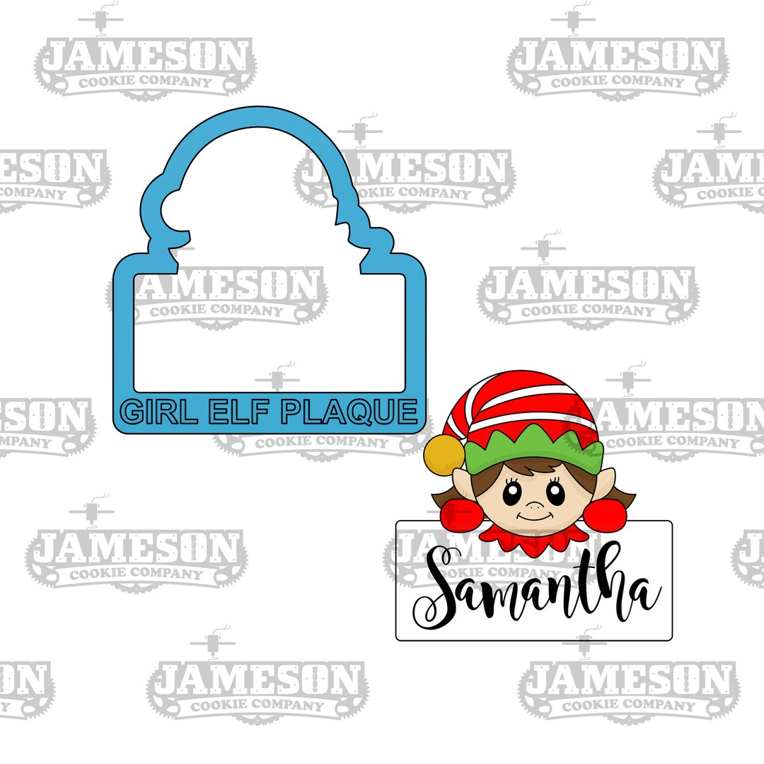 Christmas Girl Elf Plaque Cookie Cutter - Elf Name Plaque Cookie Cutter ...