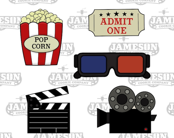Movie Theme Cookie Cutter Set Cinema Theater Popcorn, 3D Glasses ...