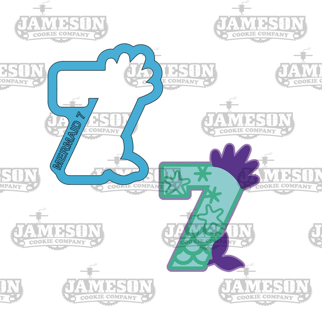 Mermaid Number 7 (seven) Cookie Cutter - Birthday Princess Number ...