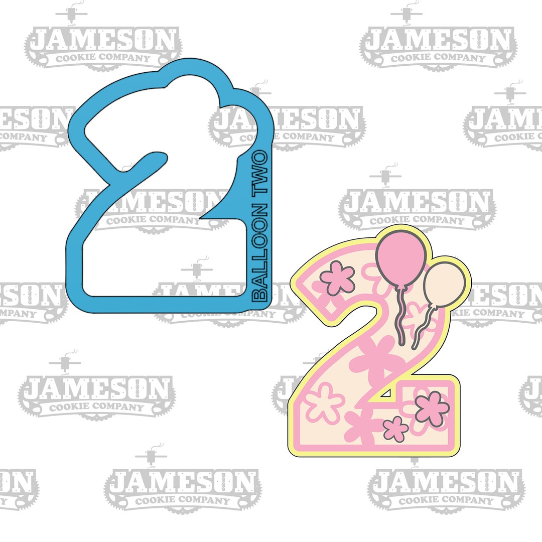 Number 2 With Balloons Cookie Cutter - Birthday Party Number Two Cookie ...