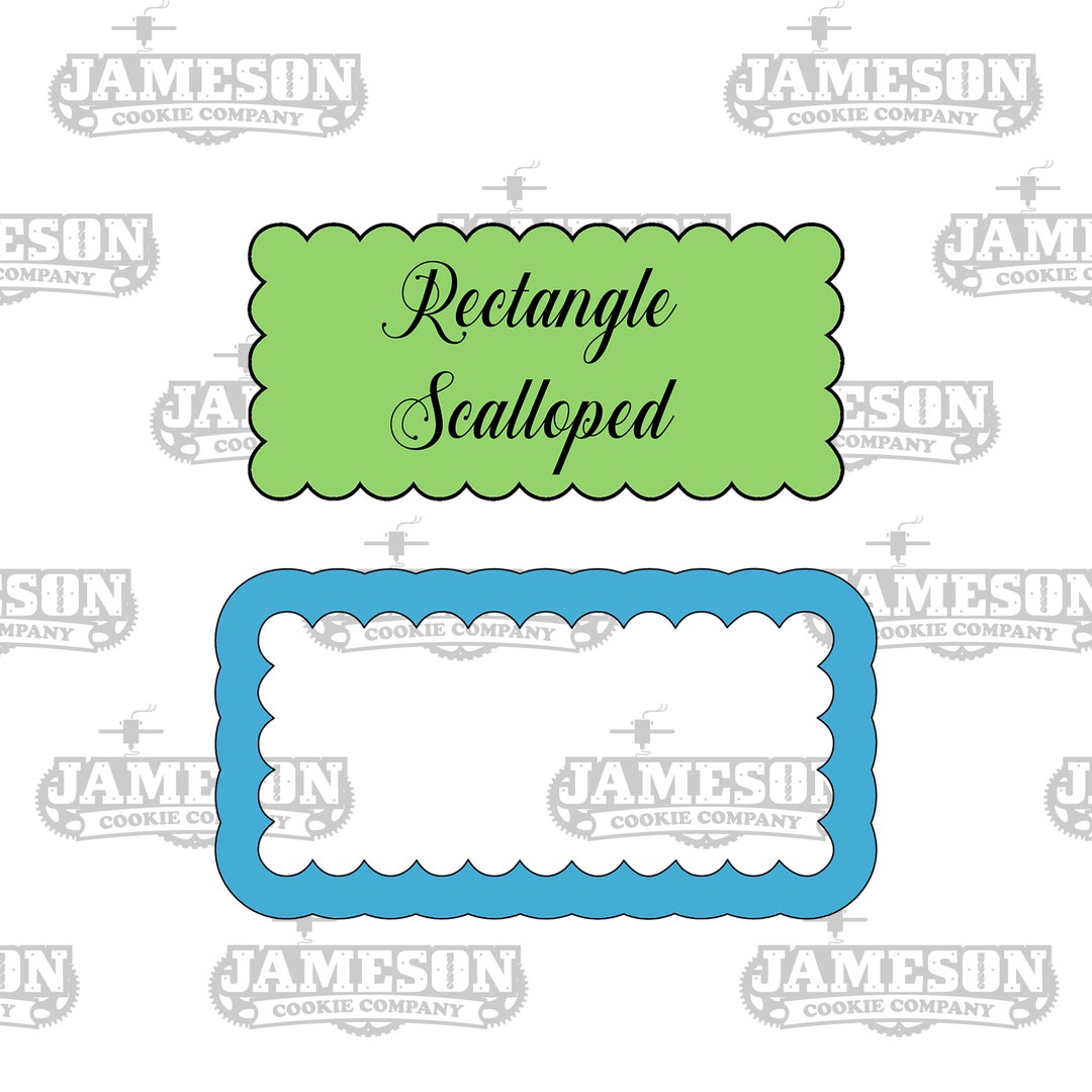 Rectangle Scalloped Cookie Cutter - Fancy Ruffled Bubble Rectangular ...
