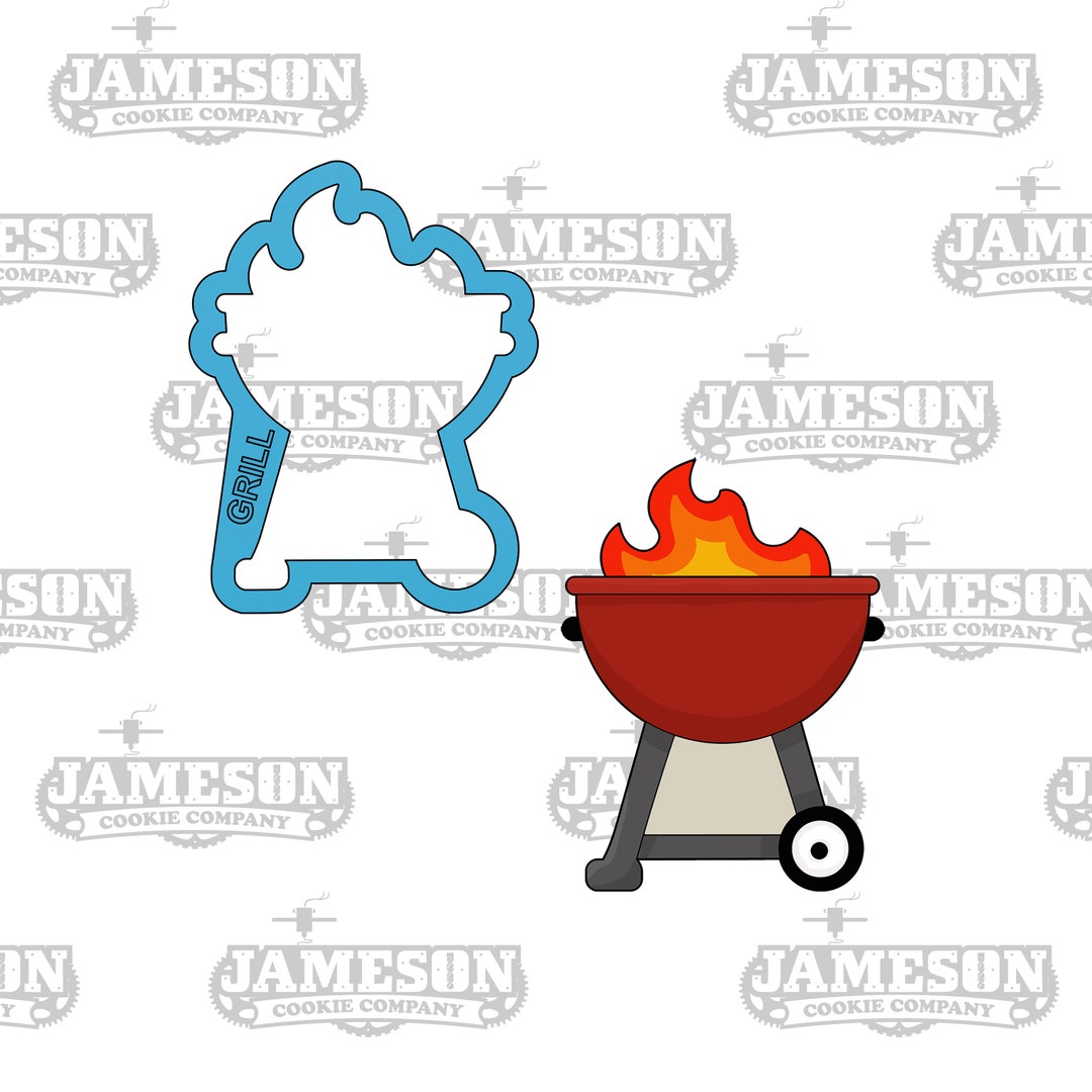 BBQ Grill With Flame Cookie Cutter - Summer or Cookout Theme - Father ...