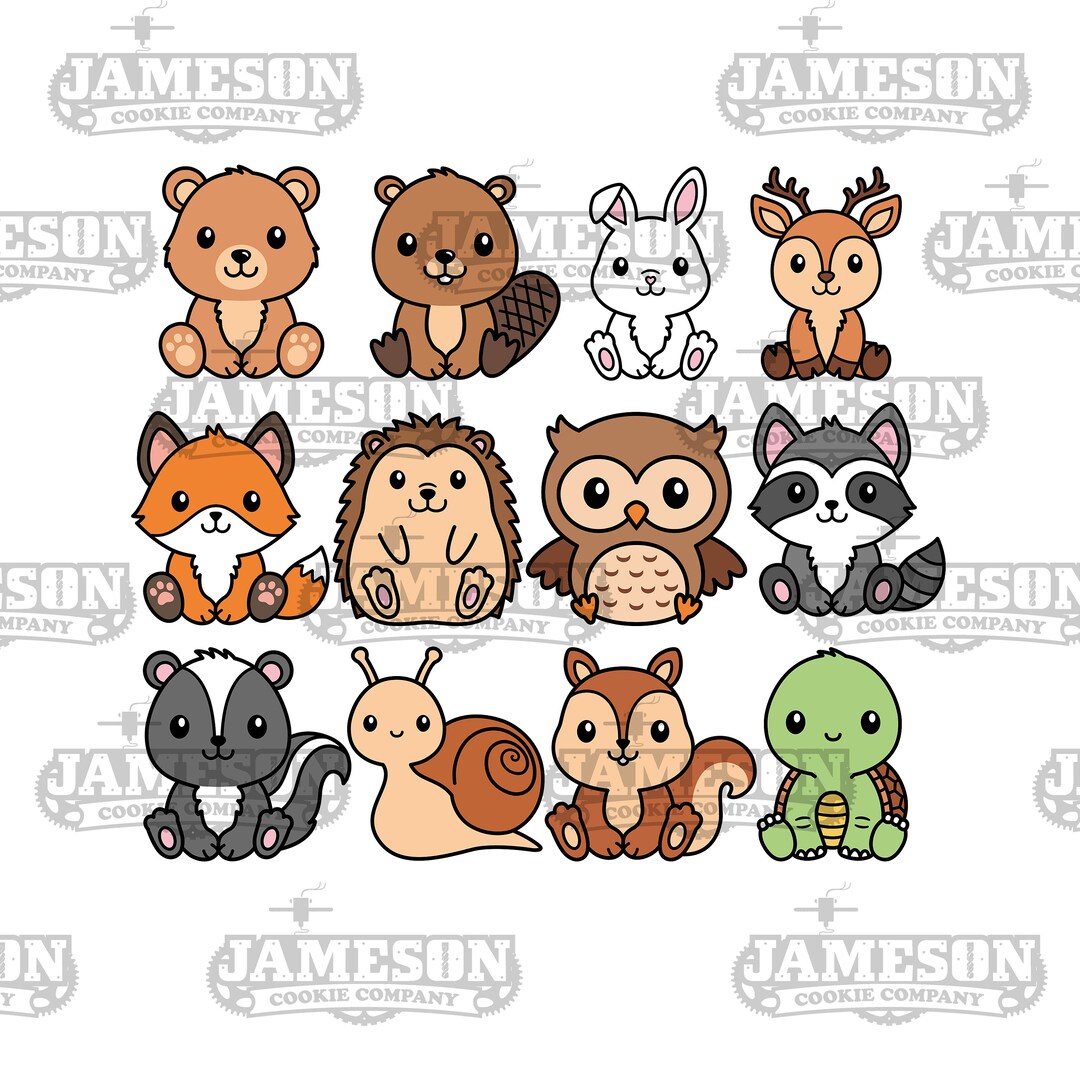 Baby Woodland Animal Cookie Cutter Set - 12 Piece Sitting Baby Animals ...