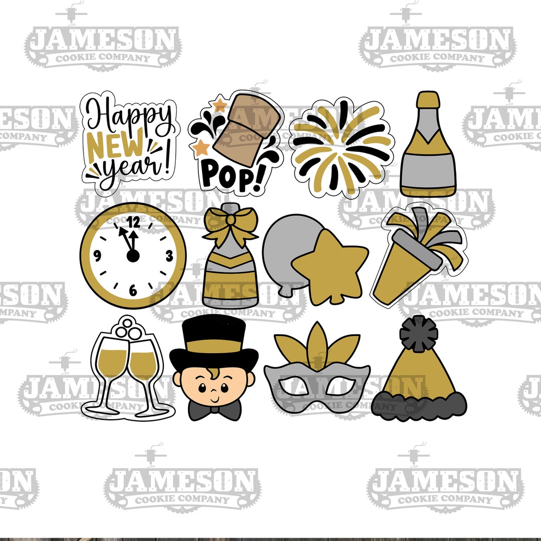 Mini Happy New Years Cookie Cutter Set - 12 Piece New Years Eve Set ...