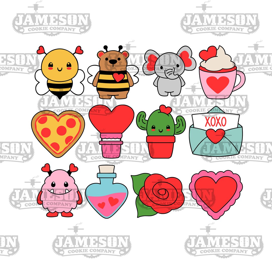 Mini Valentine's Day Cookie Cutter Set - 12 Piece Set, Bee, Bear, Love ...