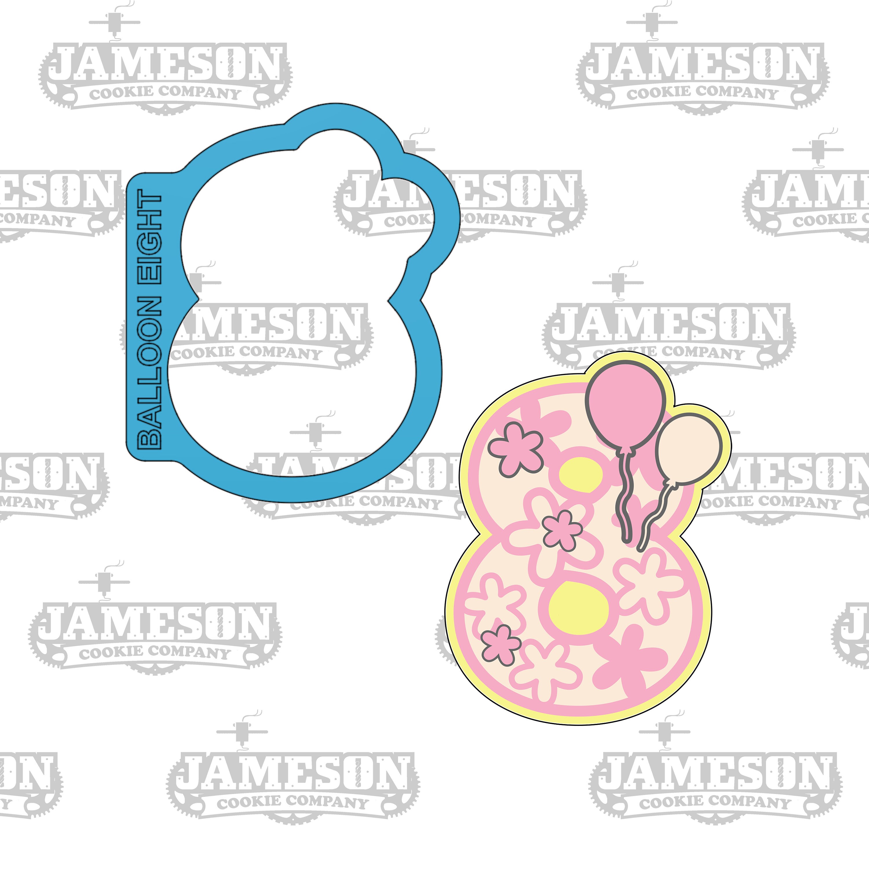 Number 8 With Balloons Cookie Cutter - Birthday Party Number Eight ...