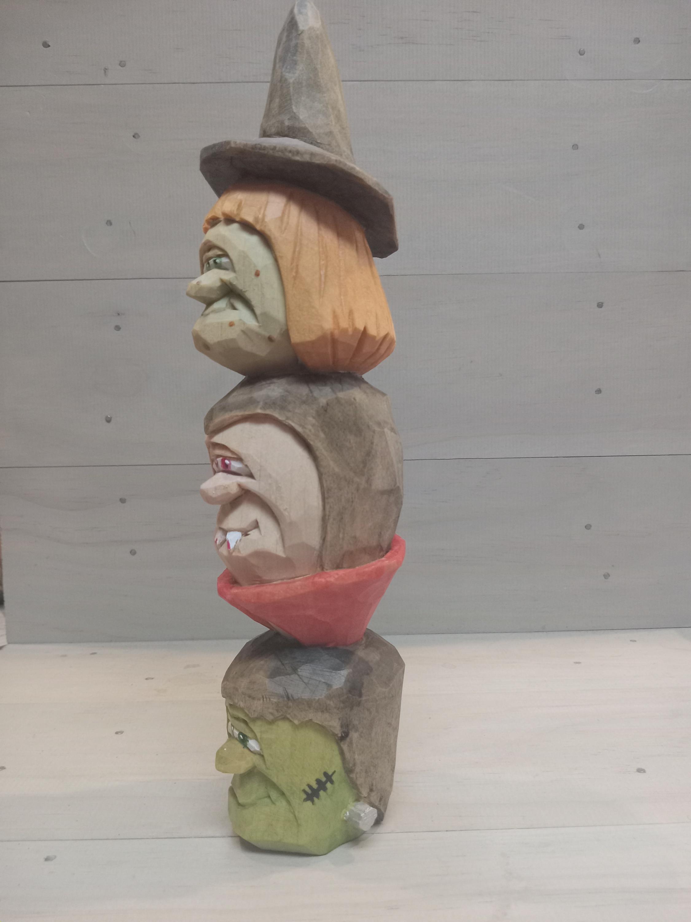 Witch, Vampire, Frankenstein Stacked Wood Carving. One of a Kind ...