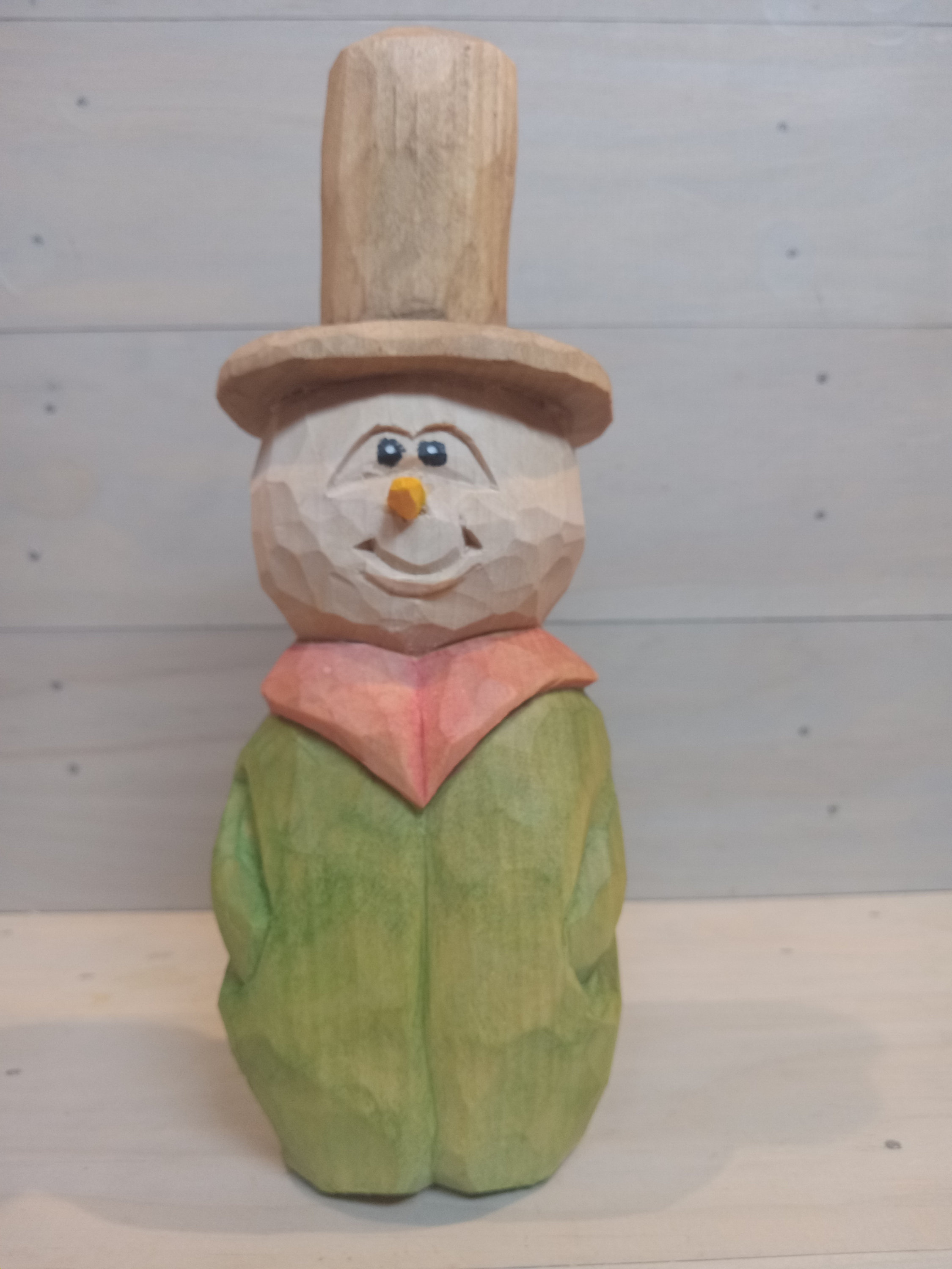 Hand Carved Wooden Snowman. Wooden Snowman With a Top Hat. - Etsy