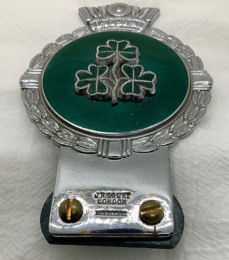 CAR BADGE - JR Gaunt Enamel Shamrock Car Badge - Etsy