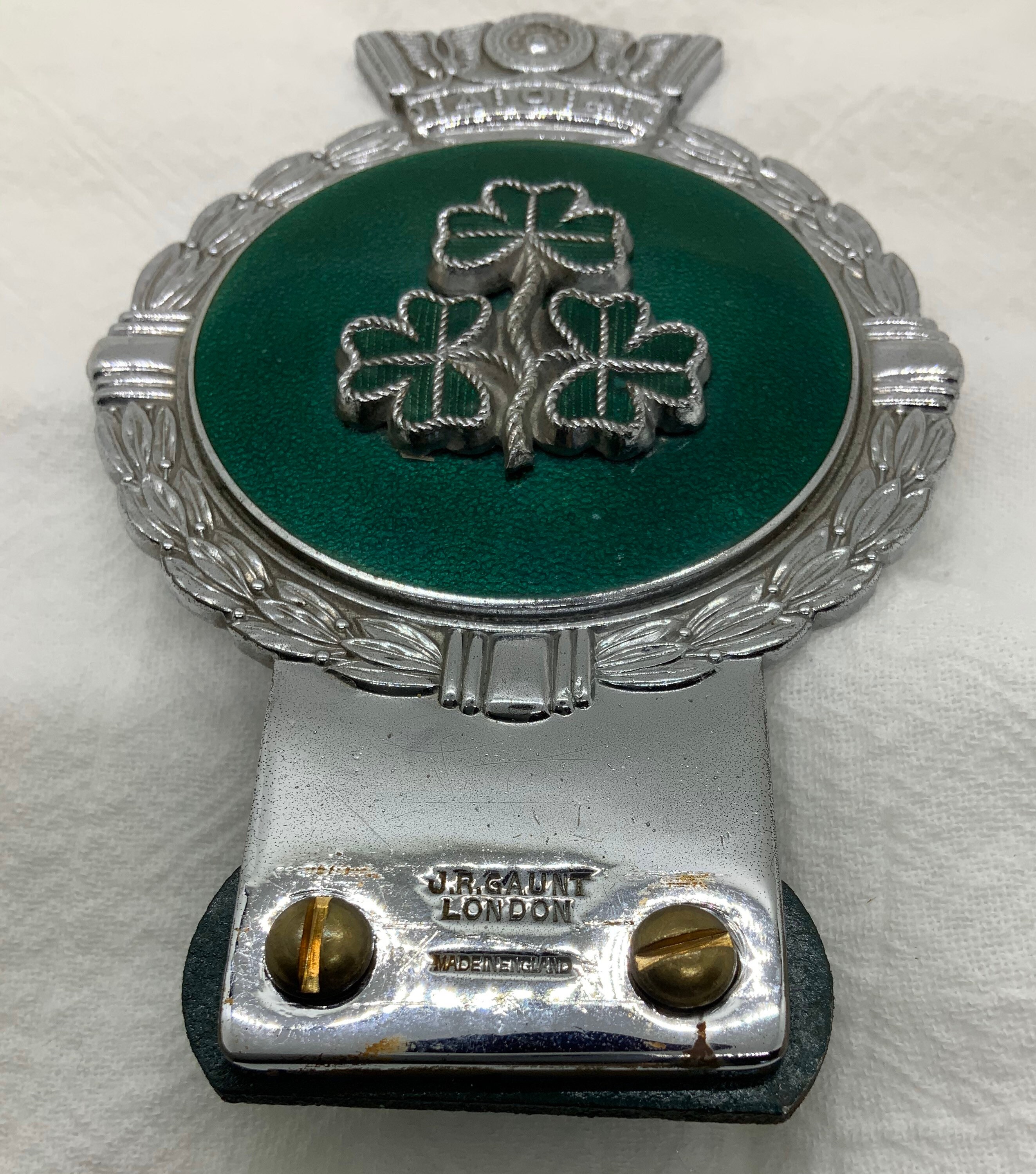 CAR BADGE - JR Gaunt Enamel Shamrock Car Badge - Etsy