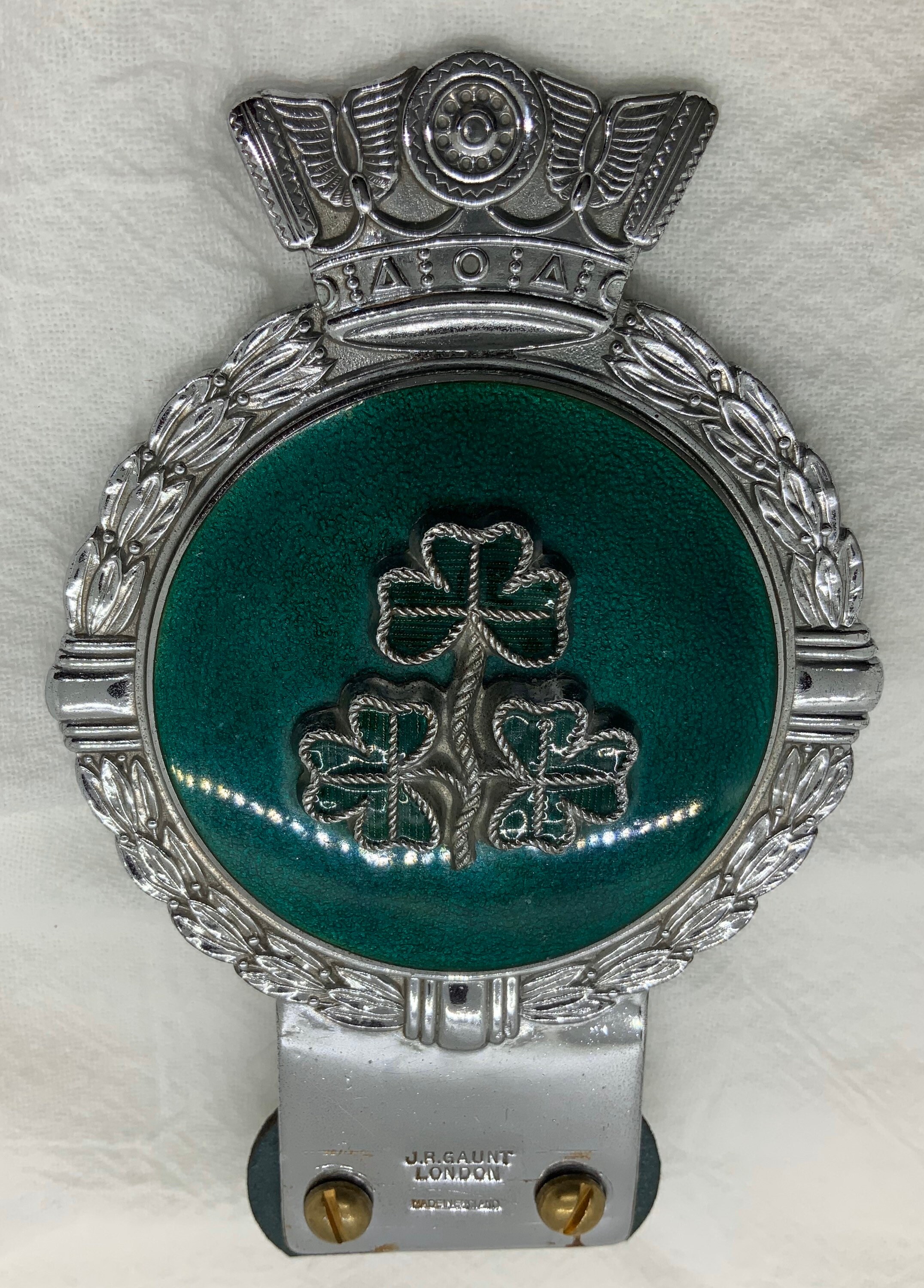 CAR BADGE - JR Gaunt Enamel Shamrock Car Badge - Etsy