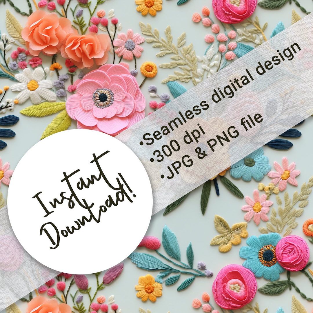 Seamless Digital Pattern | Embroidered Seamless Flowers | Floral ...