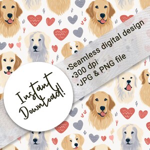 Seamless Digital Pattern | Illustrated Dogs | Valentine's Day | Puppies ...