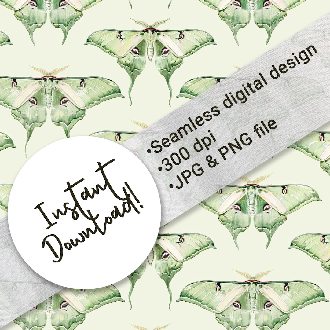 Seamless Digital Pattern | Luna Moth | Luna Moths Repeat Pattern | Luna ...