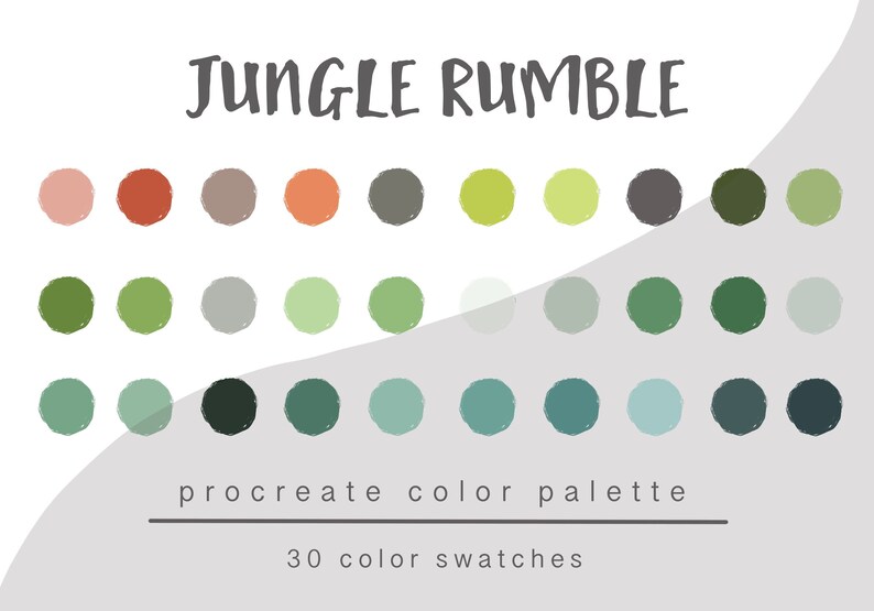 Jungle Rumble Procreate Color Palette Green Color Swatches for ...