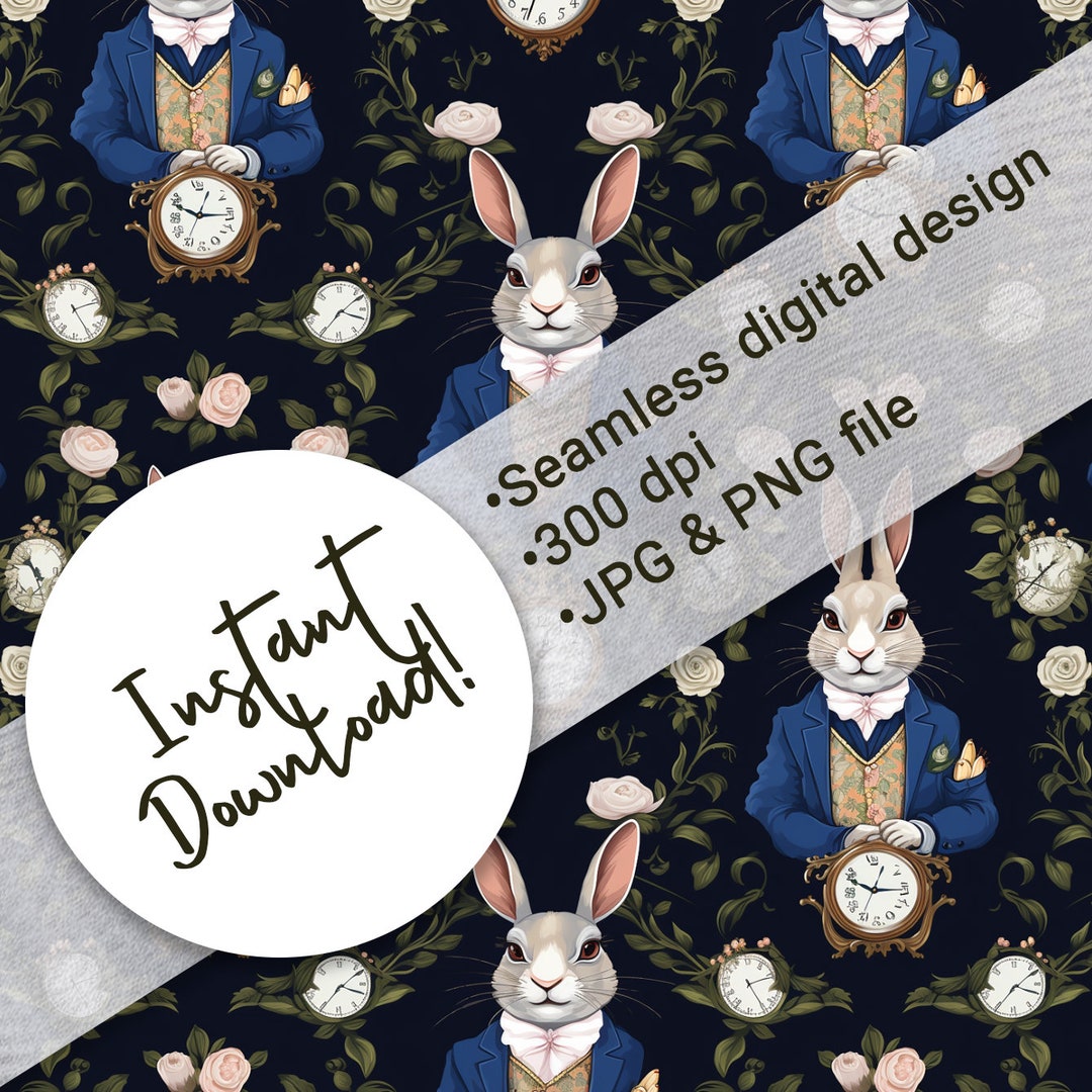 Seamless Digital Pattern | Illustrated Alice in Wonderland | Seamless ...