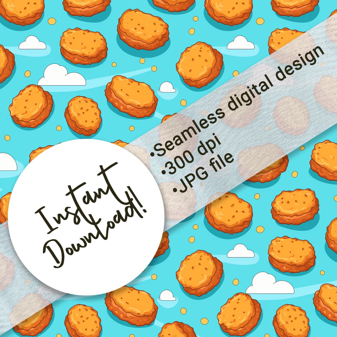 Seamless Digital Pattern | Chicken Nuggets | Nuggies | Seamless Pattern ...