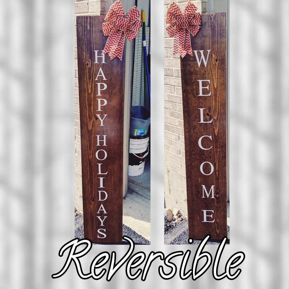 Two Sided Welcome / Happy Holidays Sign - Etsy
