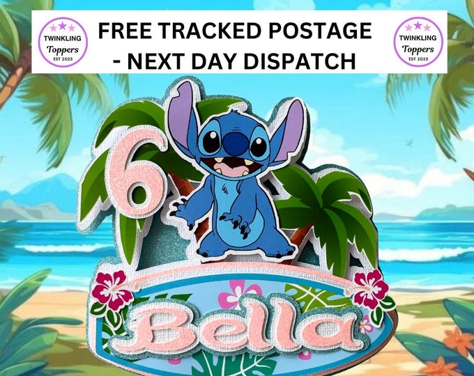 Personalized Stitch Birthday Cake Topper: 3D Party Decoration for Cake ...
