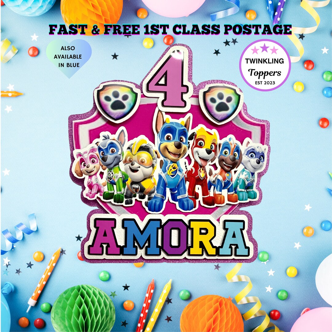 Paw Pups Mighty Dogs 3d Personalised Birthday Cake Topper - Cake ...