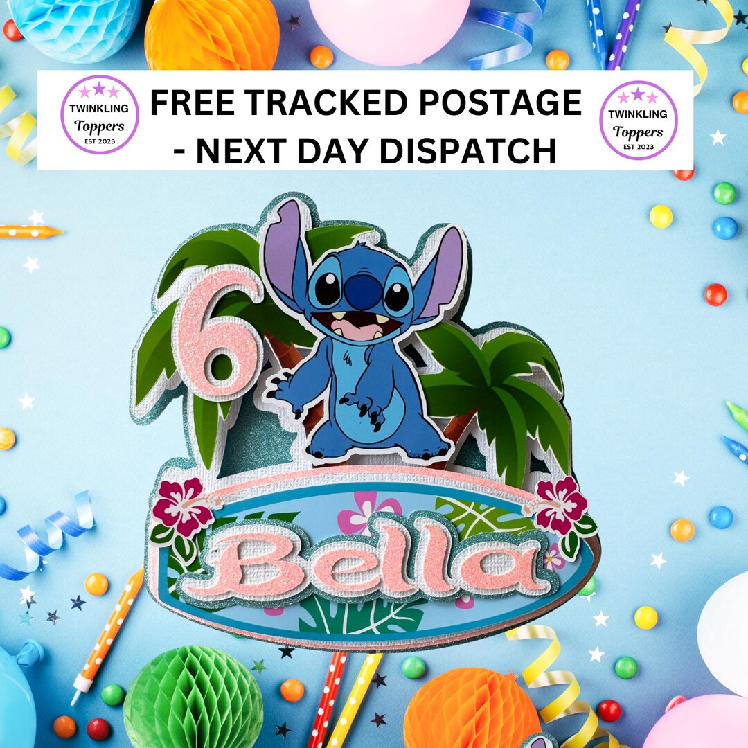Stitch Birthday Cake Topper - 3d and Personalised With Name and Age ...