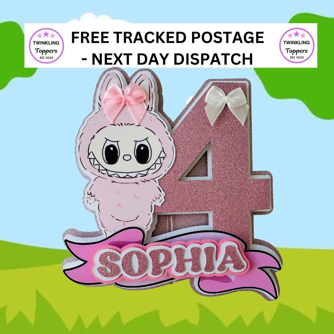 Labubu Personalised Birthday Cake Topper: 3D Party Decoration - Any ...