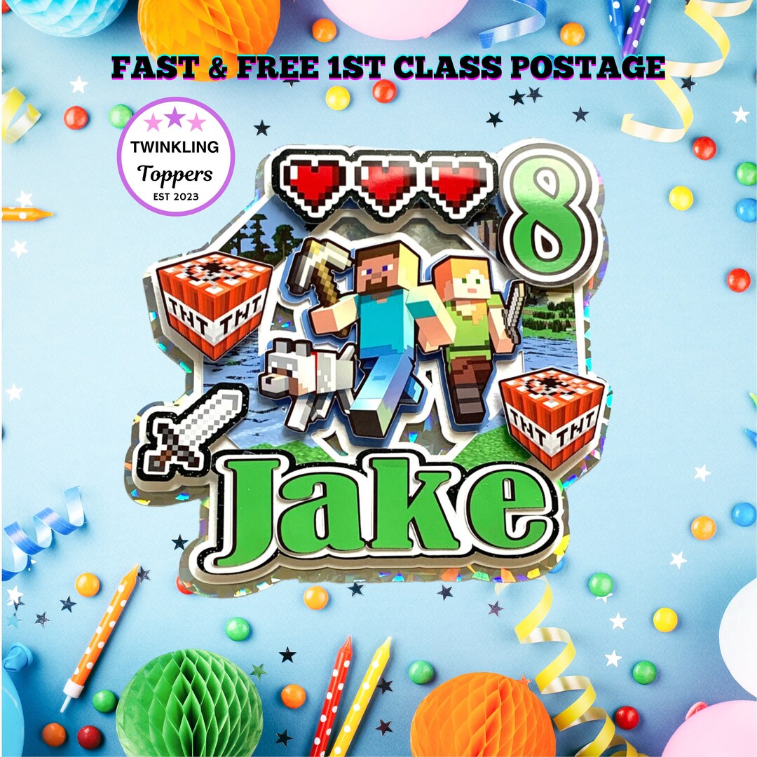 Minecraft / Mine Craft 3d Personalised Birthday Cake Topper Your Name ...