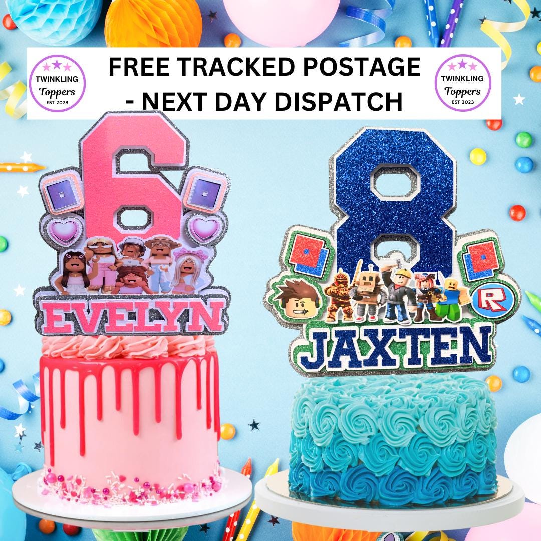 Personalized Roblox Birthday Cake Topper: 3d Glitter Number Topper in ...